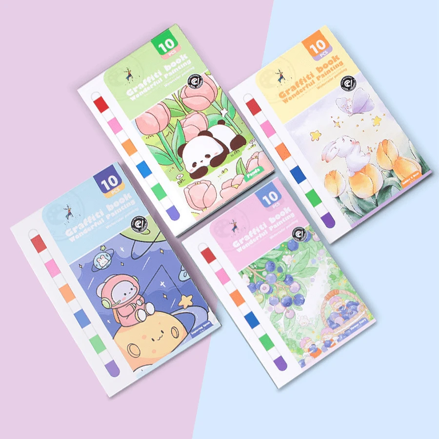 10 Sheets/Book Watercolor Coloring Memo Pad, Portable DIY Painting ...