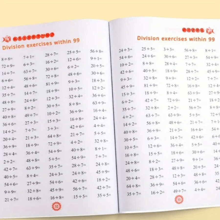 Math Exercise Book For Multiplication Tables, 9*9 Math Exercise Book ...