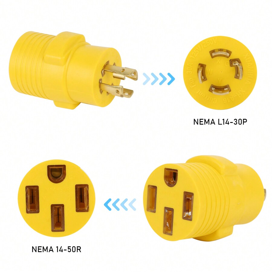 NEMA L14-30P To 14-50R EV Charger Adapter, 30A Locking L14-30P Male ...