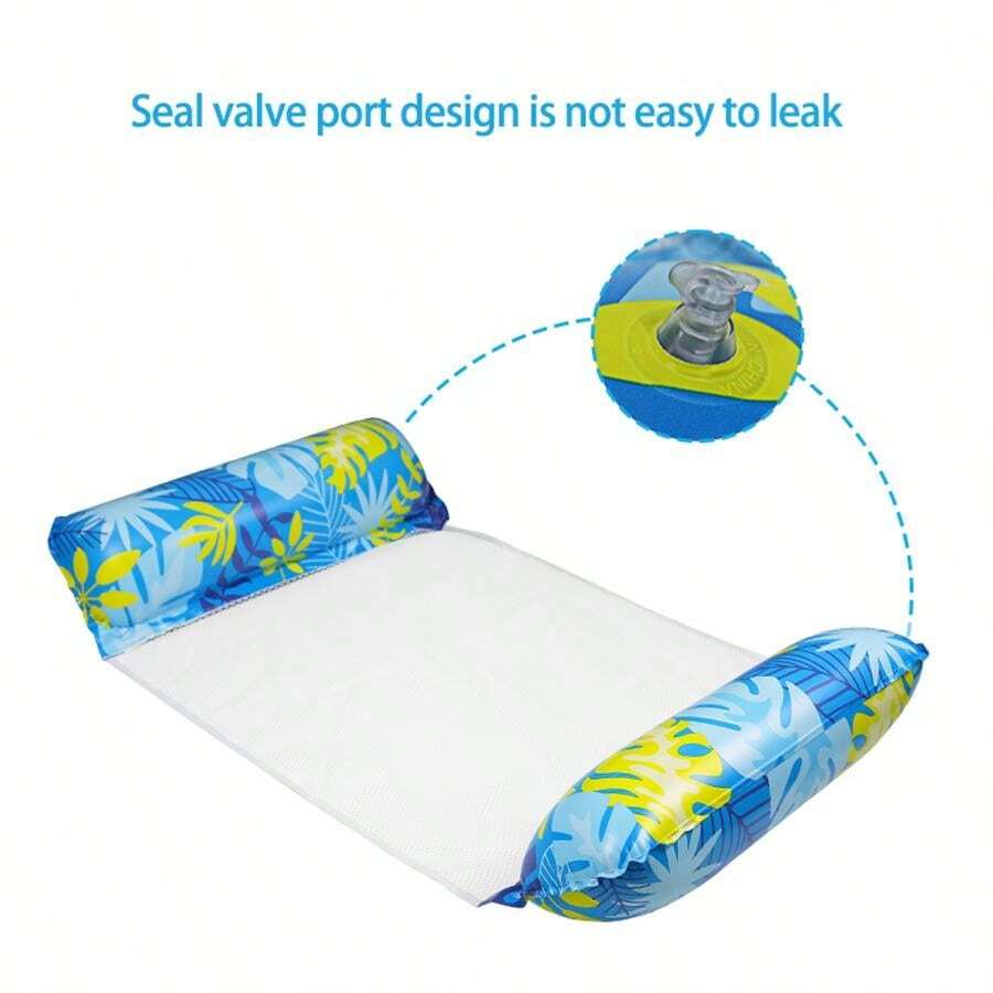 Inflatable Maple Leaf Design Lounger With Mesh Bed, Foldable Floating ...