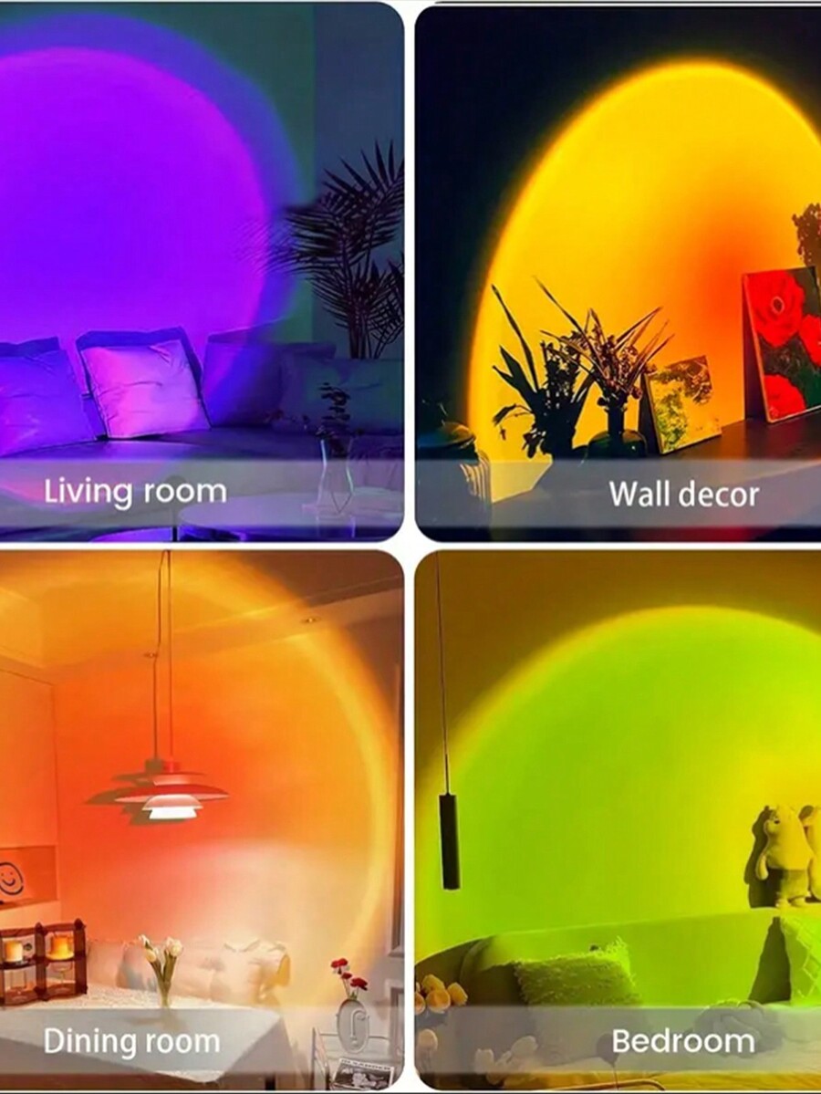 1set Sunset Projection Lamp, 16 Colors, Usb Night Light, For Bedroom ...