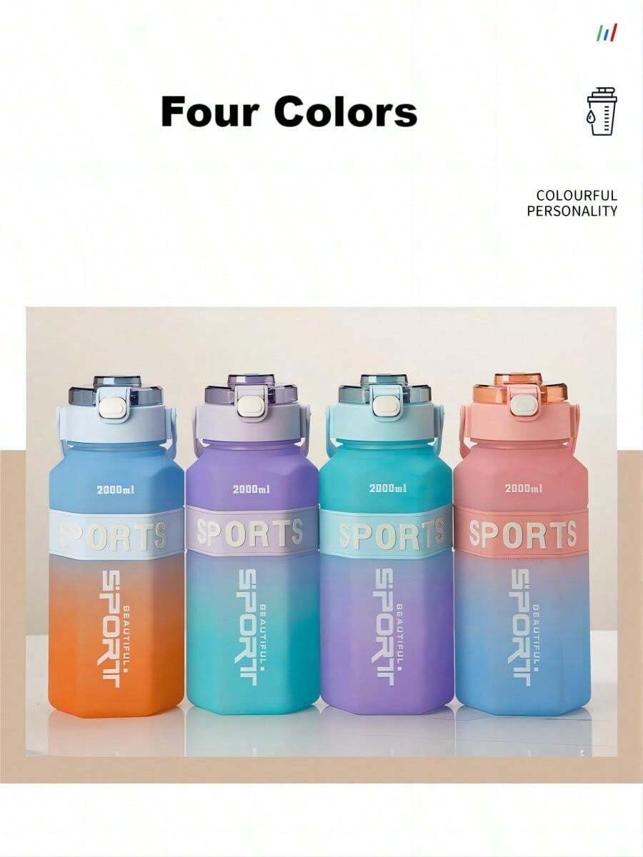 1pc 2000ml/70oz Large Capacity Sports Water Bottle, Gradient Color ...