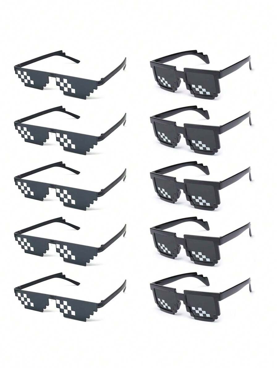 4PCS Party Sunglasses 8-Bit Pixelated Mosaic Video Game Player MLG ...