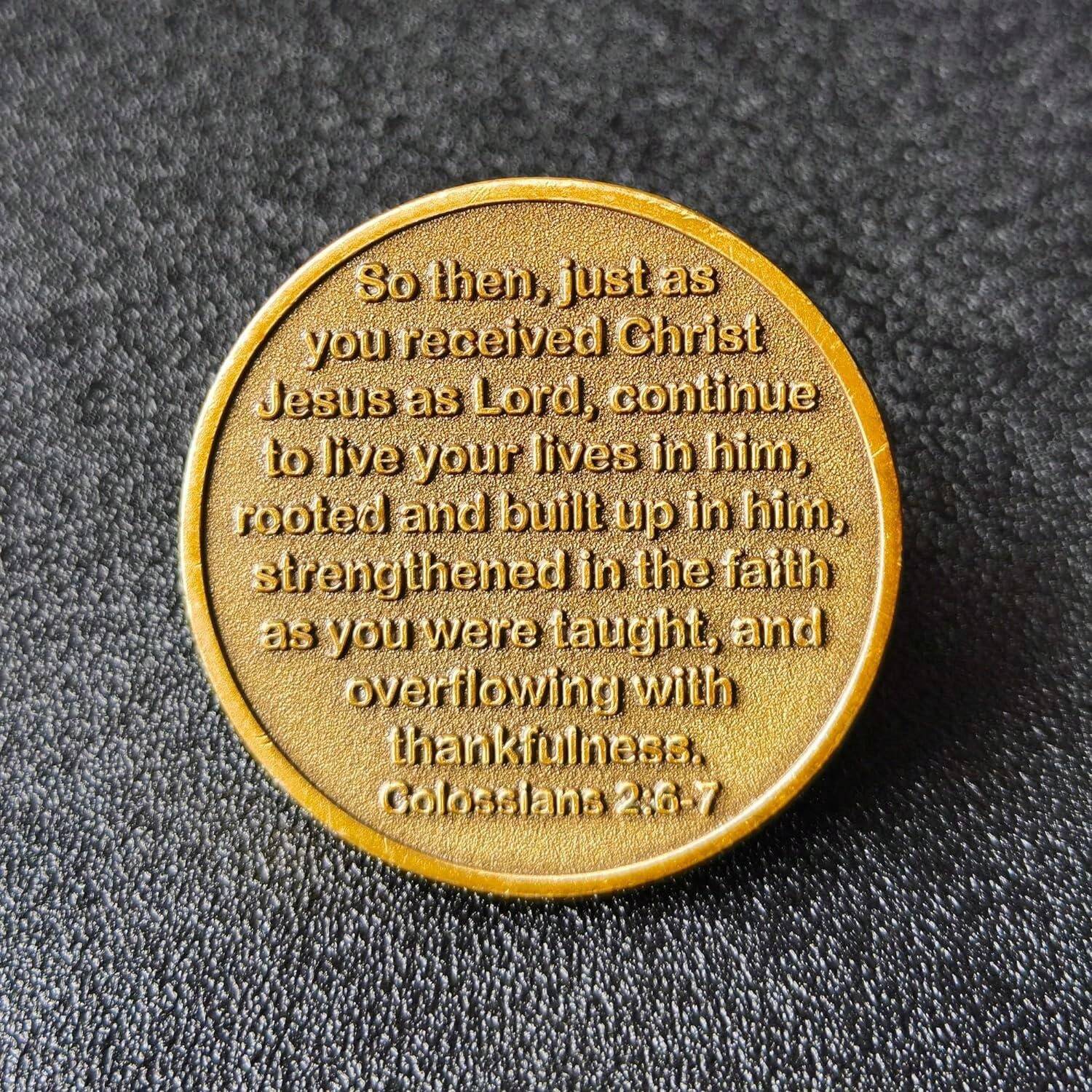 1 Pc Rooted In Christ Challenge Coin - Tree Of Life The Lord Is My Rock ...