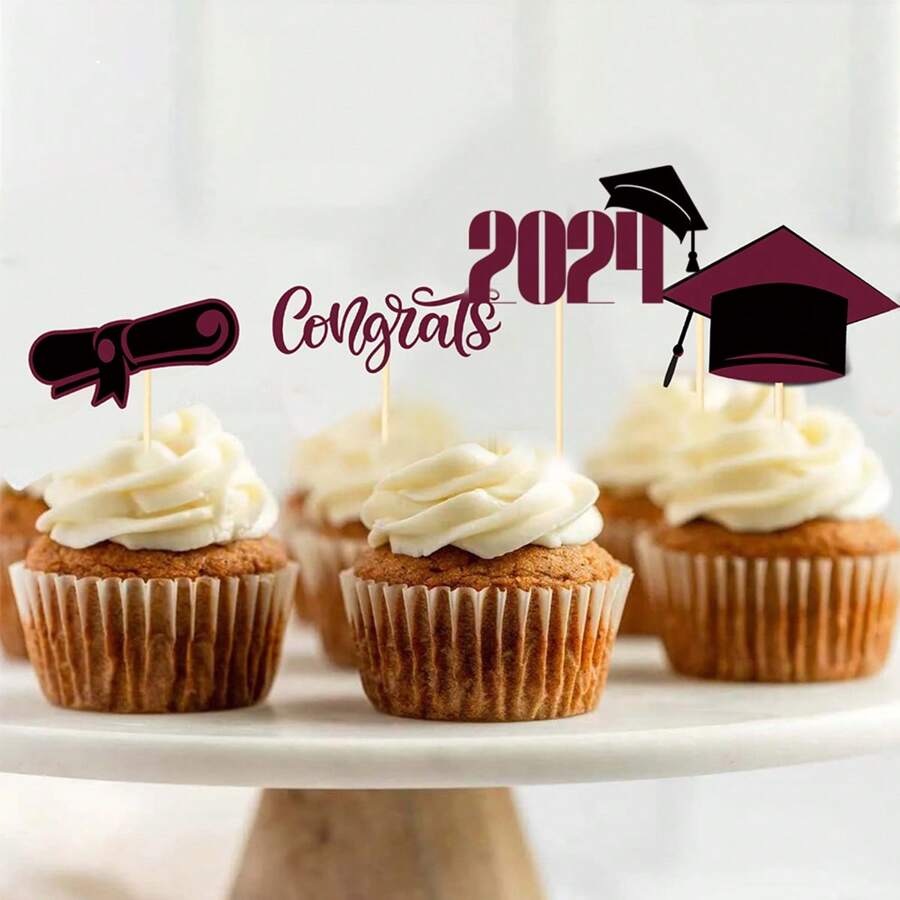 16PCS Graduation Cupcake Toppers 2024, Graduation Centerpieces 2024 ...