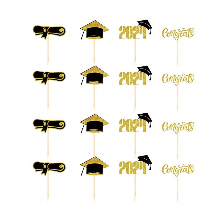 16PCS Graduation Cupcake Toppers 2024, Graduation Centerpieces 2024 ...