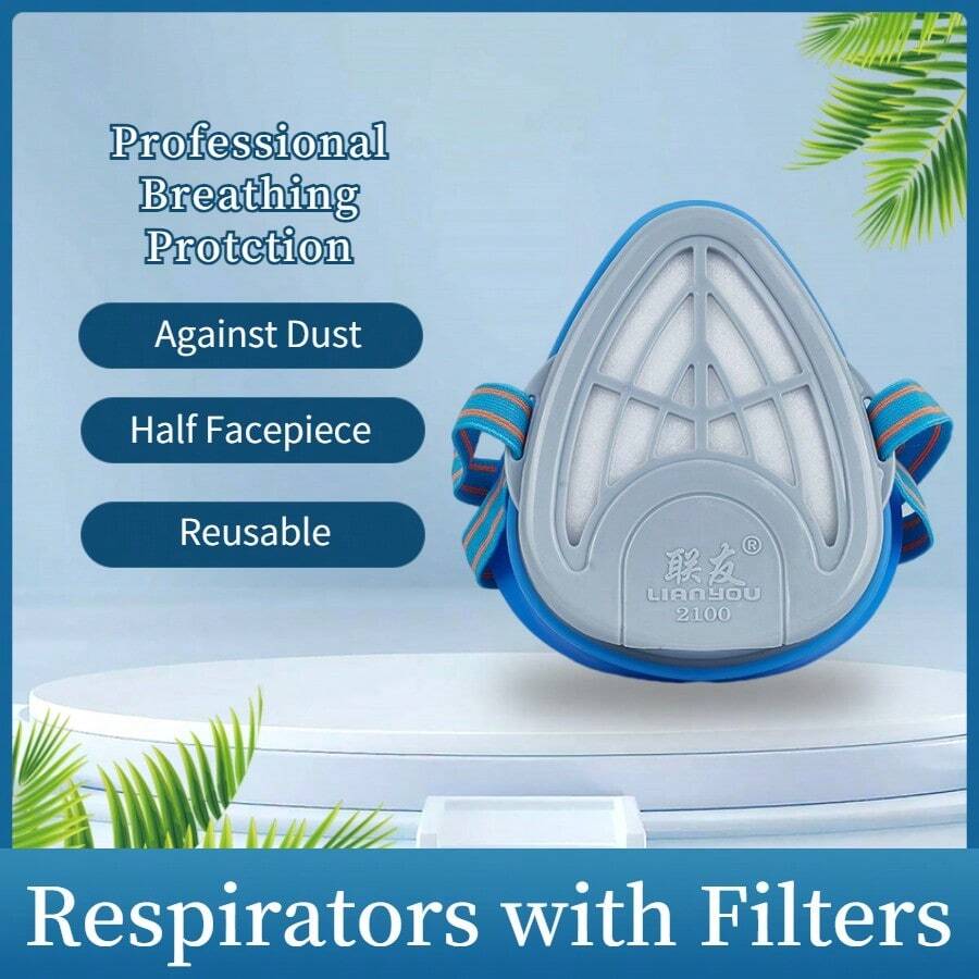 1pc Dust Respirators Mask Anti Dust Reusable Half Facepiece With Filter ...