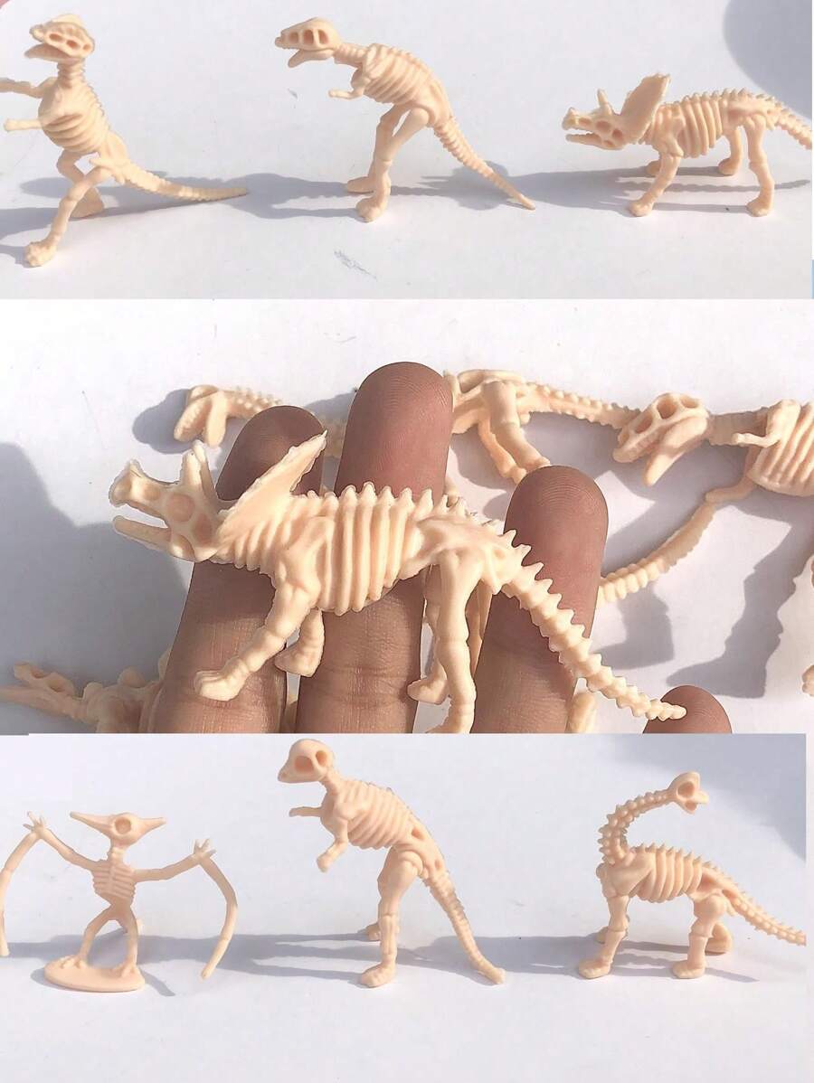 Set Of 12 Realistic Dinosaur Skeleton Models: Perfect For Paleontology ...