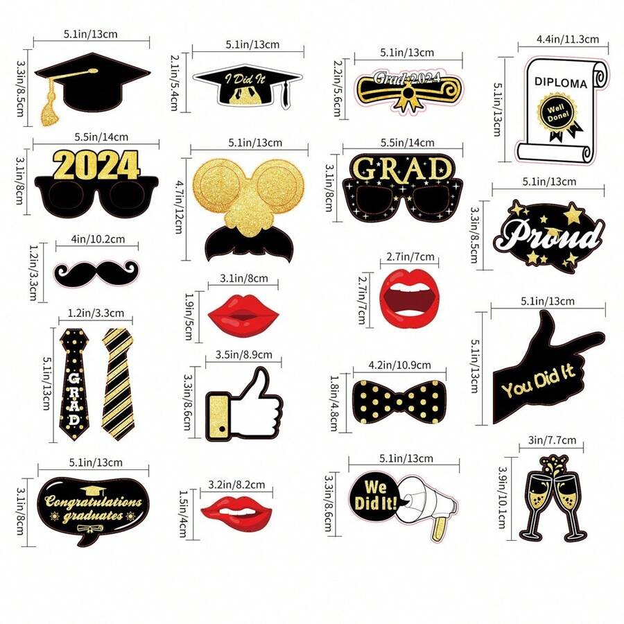 1 Set, 20pcs Graduation Photo Props, 2024 Congrats, Graduation Party ...