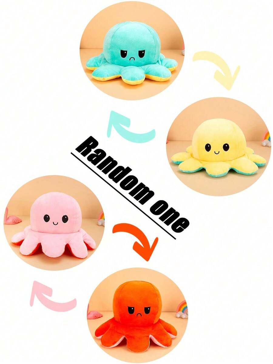 Random Reversible Octopus Plush Toy Flip Octopus Toy Stuffed Dual-Sided ...