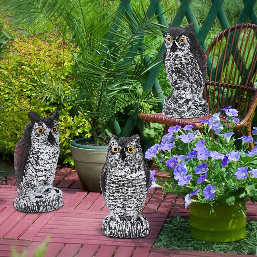 3pc Fake Owl Decoys, Nature Enemy Scarecrow Plastic Statues, Pest ...