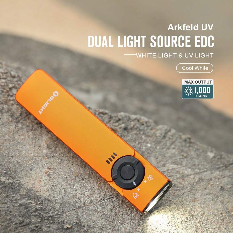 OLIGHT Arkfeld UV 1000 Lumens Rechargeable EDC Torch With UV LED And ...