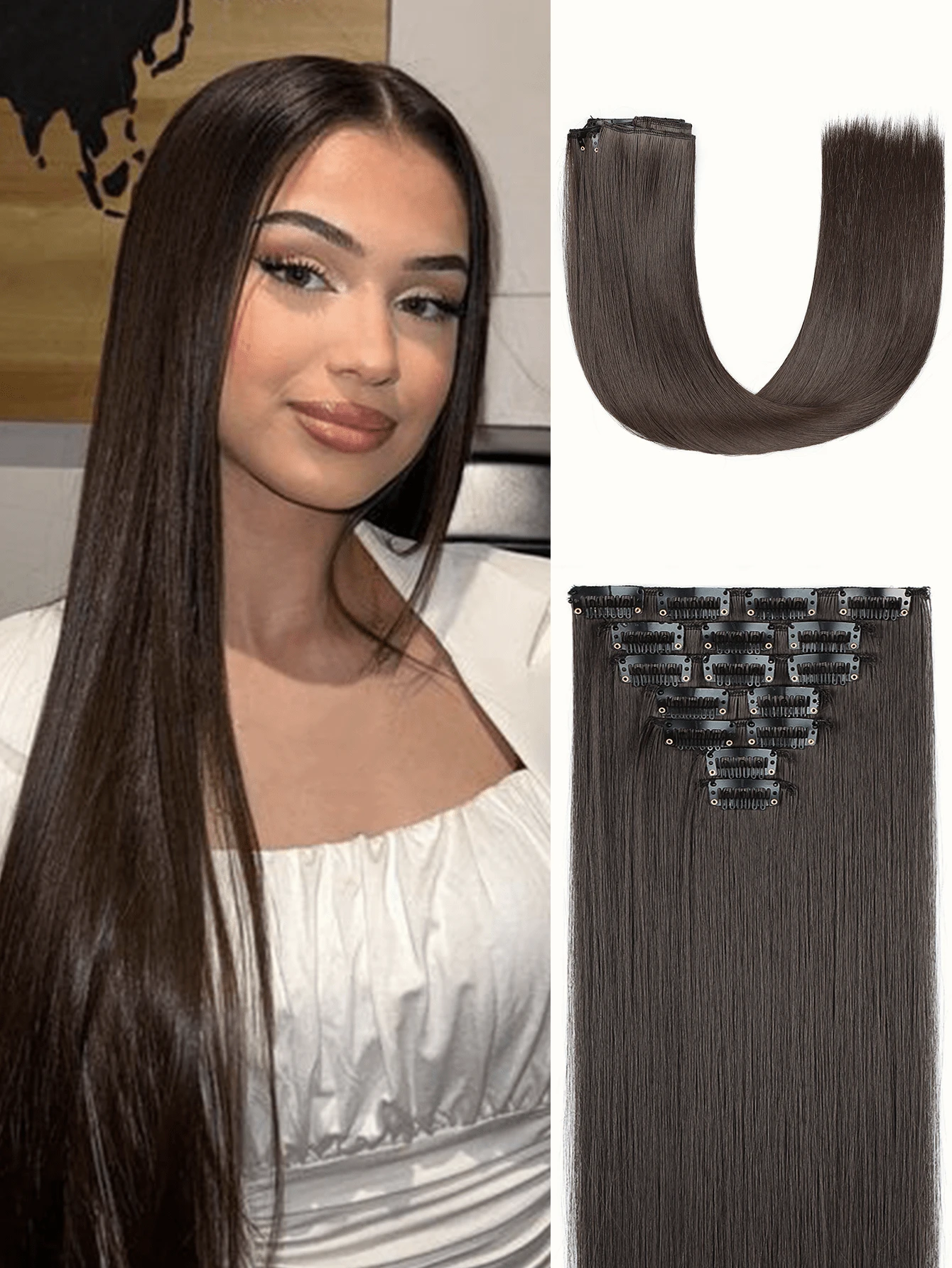 Clip In Hair Extensions 7PCS Hair Extensions Long Straight Hair ...