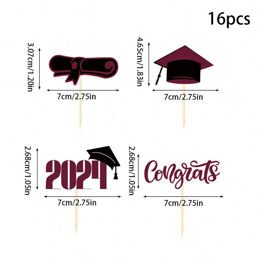 16PCS Graduation Cupcake Toppers 2024, Graduation Centerpieces 2024 ...