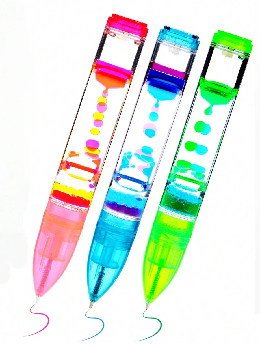 Liquid Timer Pen - Retractable Ballpoint Pen With Colorful Moving ...