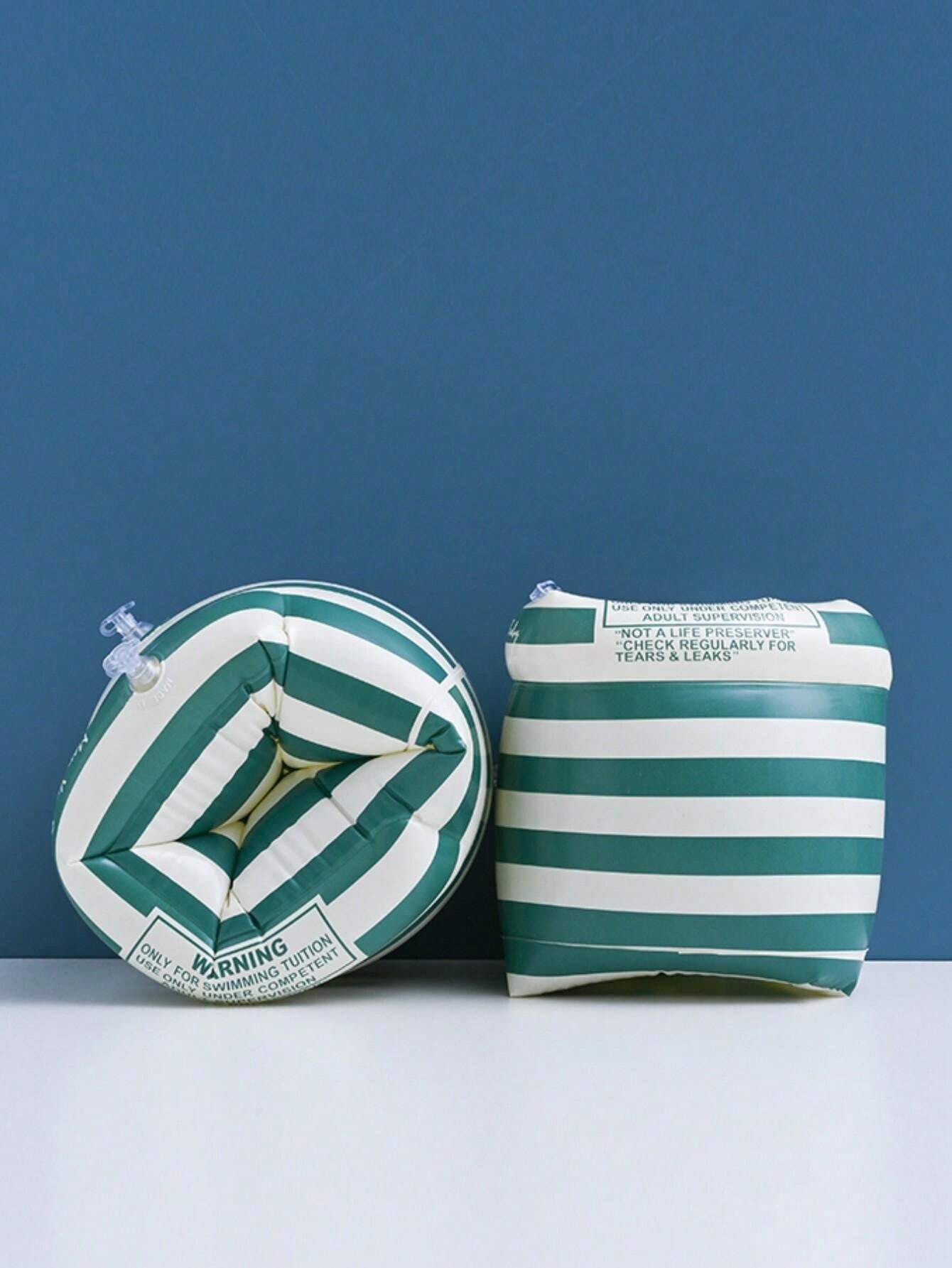 2pcs Inflatable Green Stripe Cartoon Vintage Arm Floaties For Swimming ...