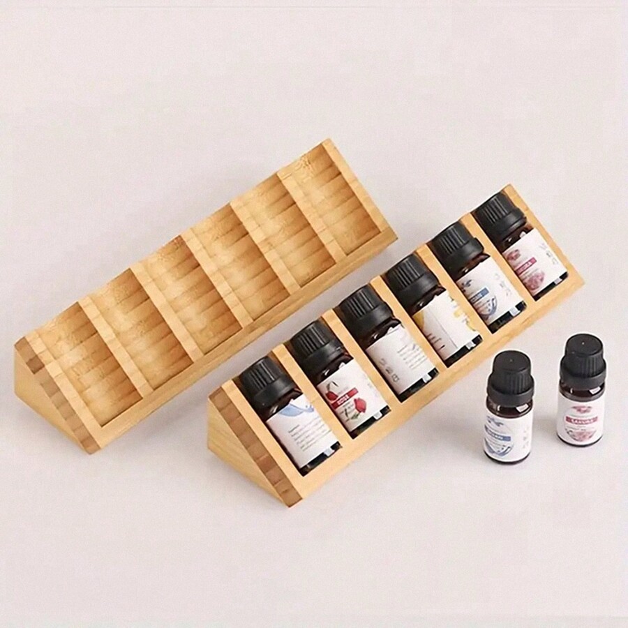 6-Grid Wooden Essential Oil Storage Rack With Drawer, Display Stand For ...