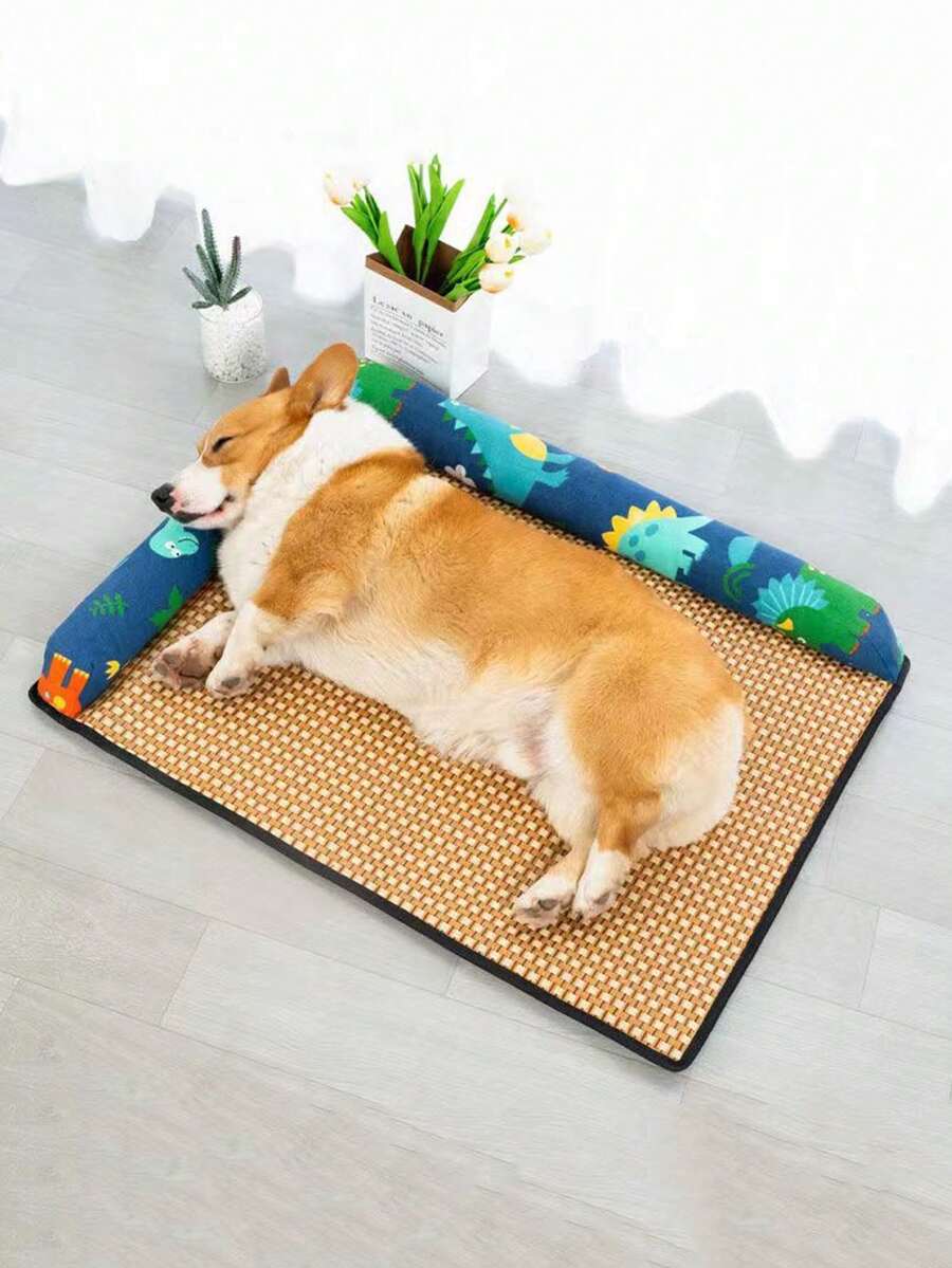A Woven Straw Cool And Breathable Pet Bed Suitable For Small And Medium ...