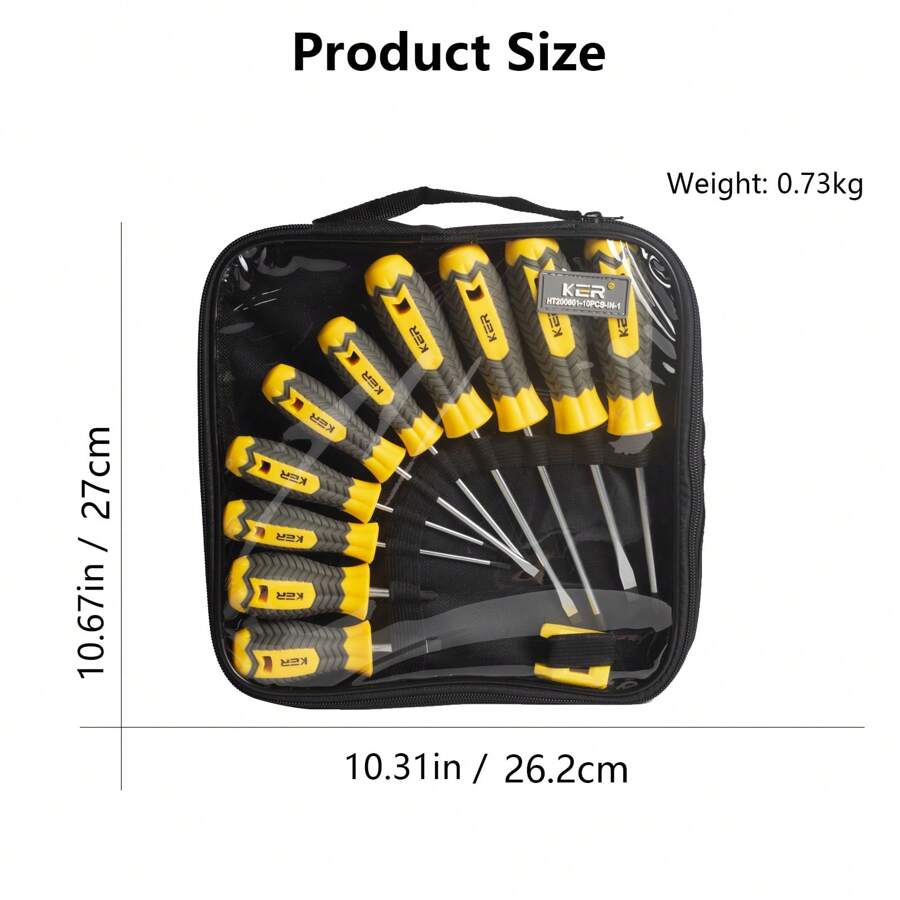KER Magnetic Screwdriver Set 10 PCS Professional Cushion Grip Magnetic ...