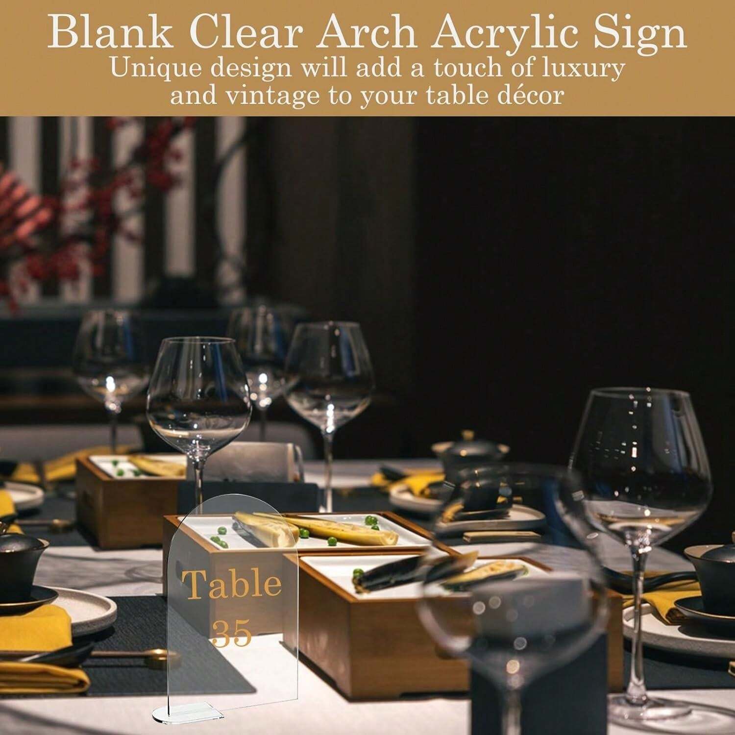 Arch Acrylic Table Sign Clear Acrylic Table Numbers DIY Blank Acrylic ...