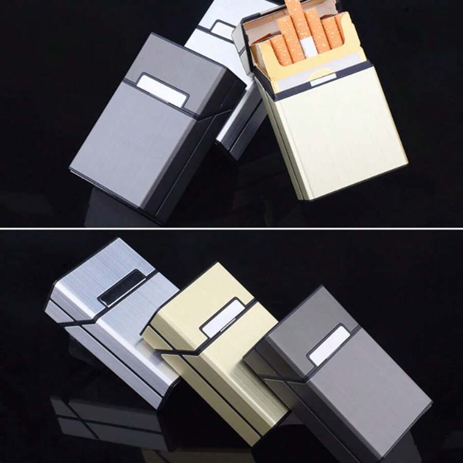 Cigarette Case Brushed Metal Cigarette Case With Magnetic Switch Flip ...