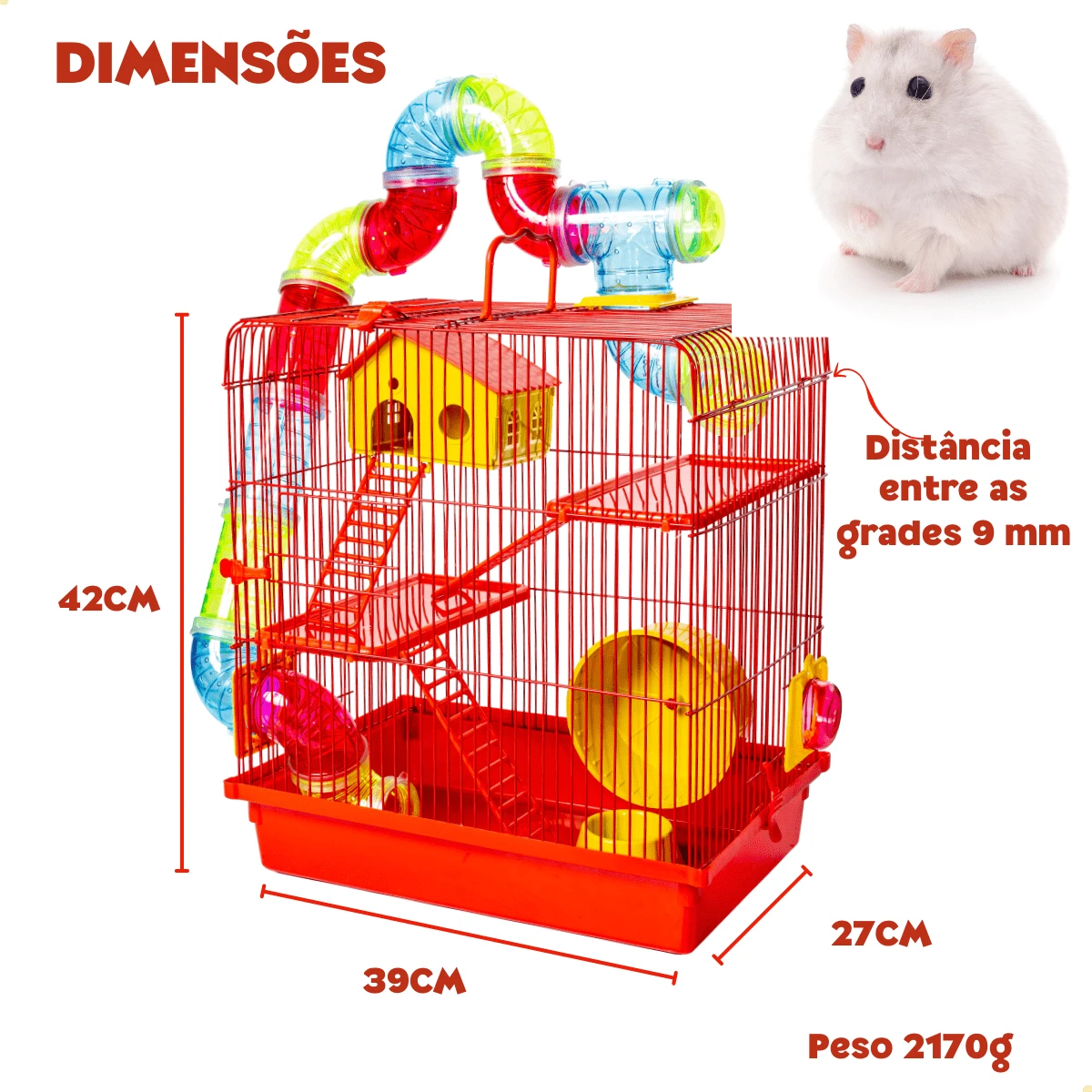Super Luxury Red Hamster Cage With 2 Floors, House And Fun Tubes ...