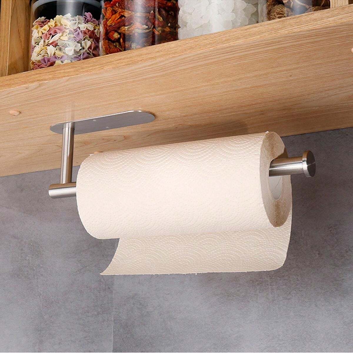 One Piece Wall-Mounted Toilet Paper Holder, No-Punch Bathroom Tissue ...