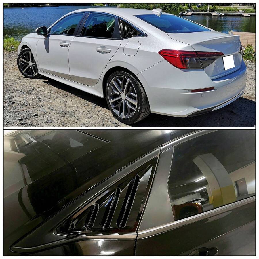 Window Louver Fit 2022-2024 Hondas' Civic 11th Gen 4-Door Sedan, 2PCS Side Quarter Window Louver ...