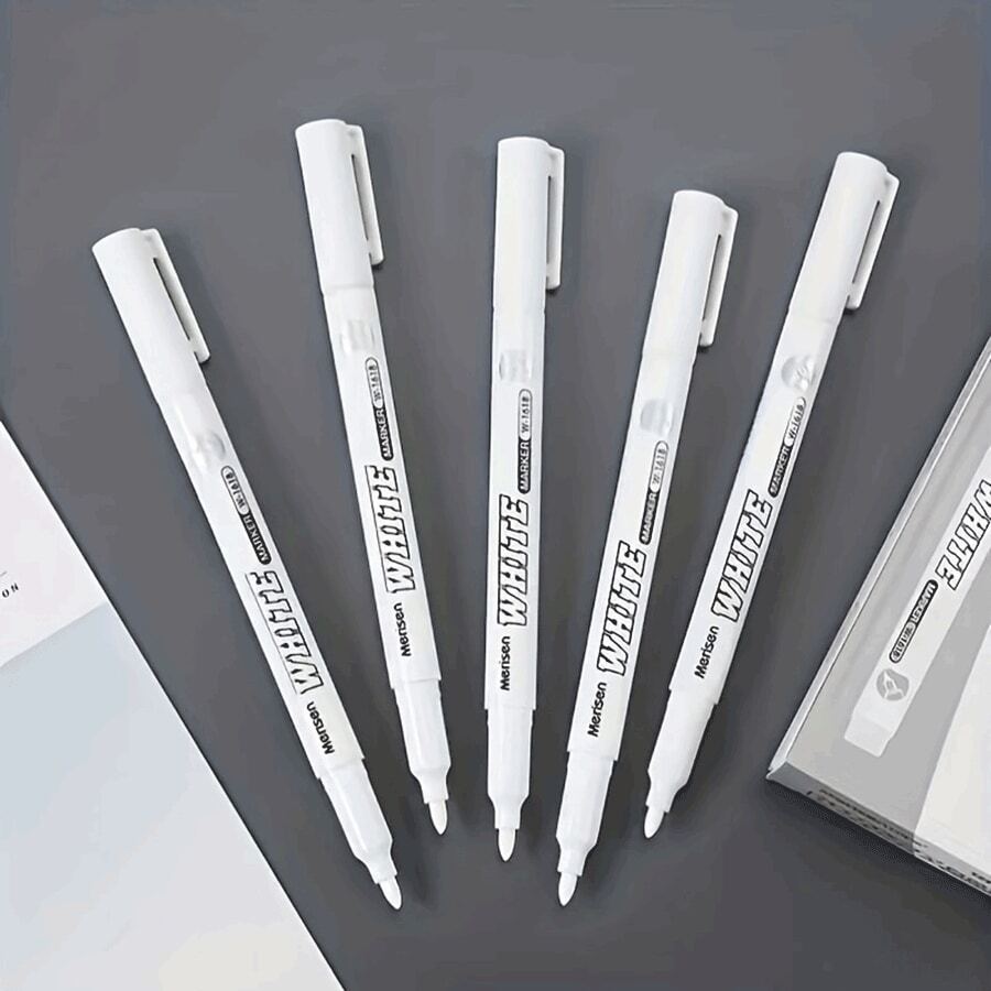 6pcs White Fine Tip Marker Pen, 1mm Quick Drying Waterproof Paint Pen ...