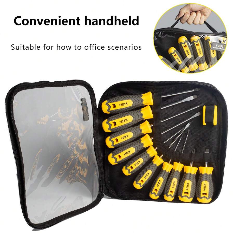 KER Magnetic Screwdriver Set 10 PCS Professional Cushion Grip Magnetic ...