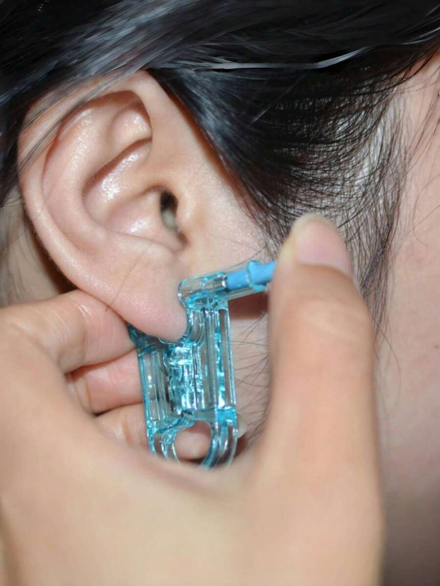 1pc White Disposable Ear Piercing Kit Manual Ear Piercing Gun Fast Ear ...