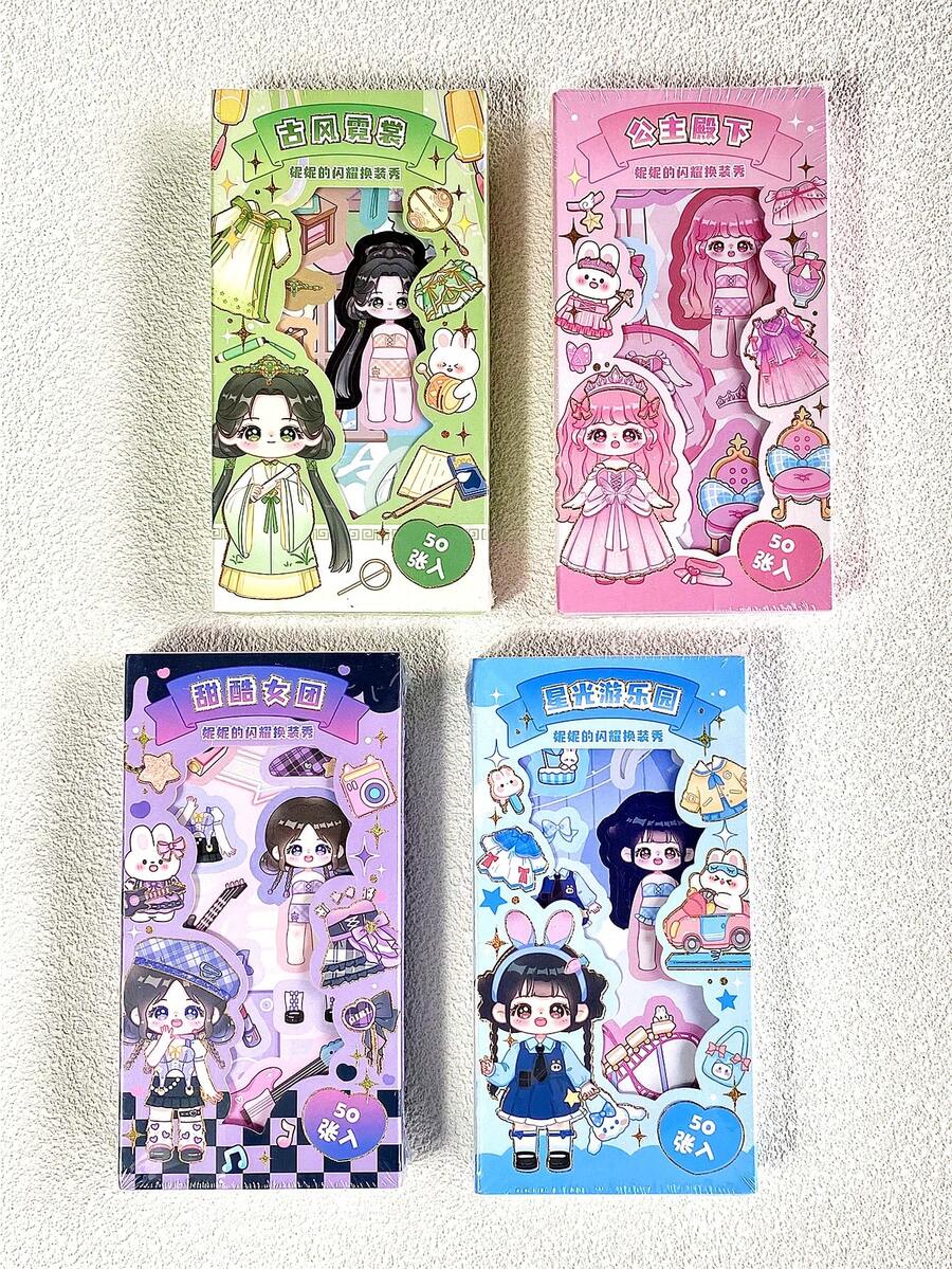 50 Sheets Girls Nini Green Glitter Dress Up Sticker Set Princess ...