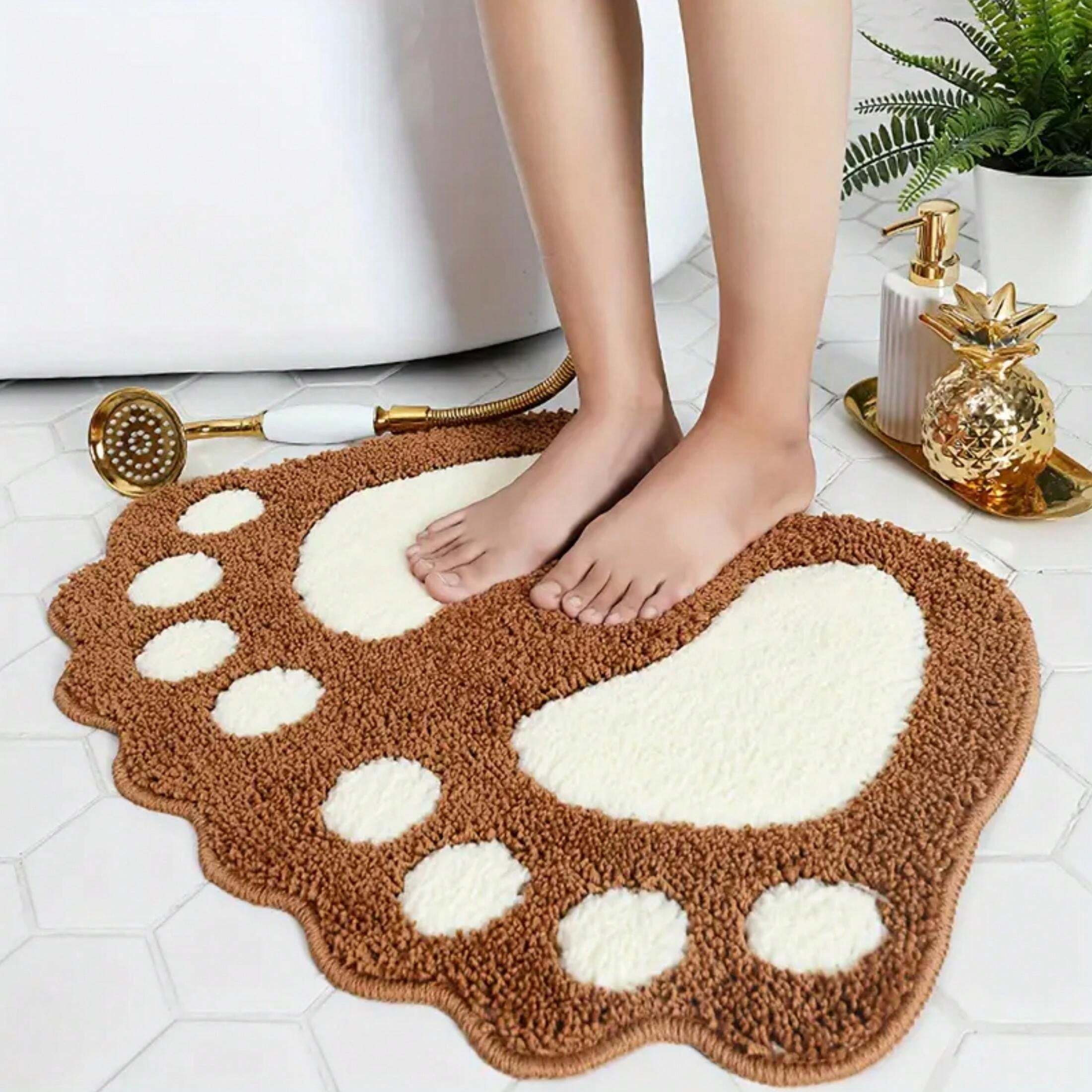 1 PC น่ารัก Big Foot Bath ดูดซับ Plushy พรมสีเทา/สีกาแฟ | SHEIN TH