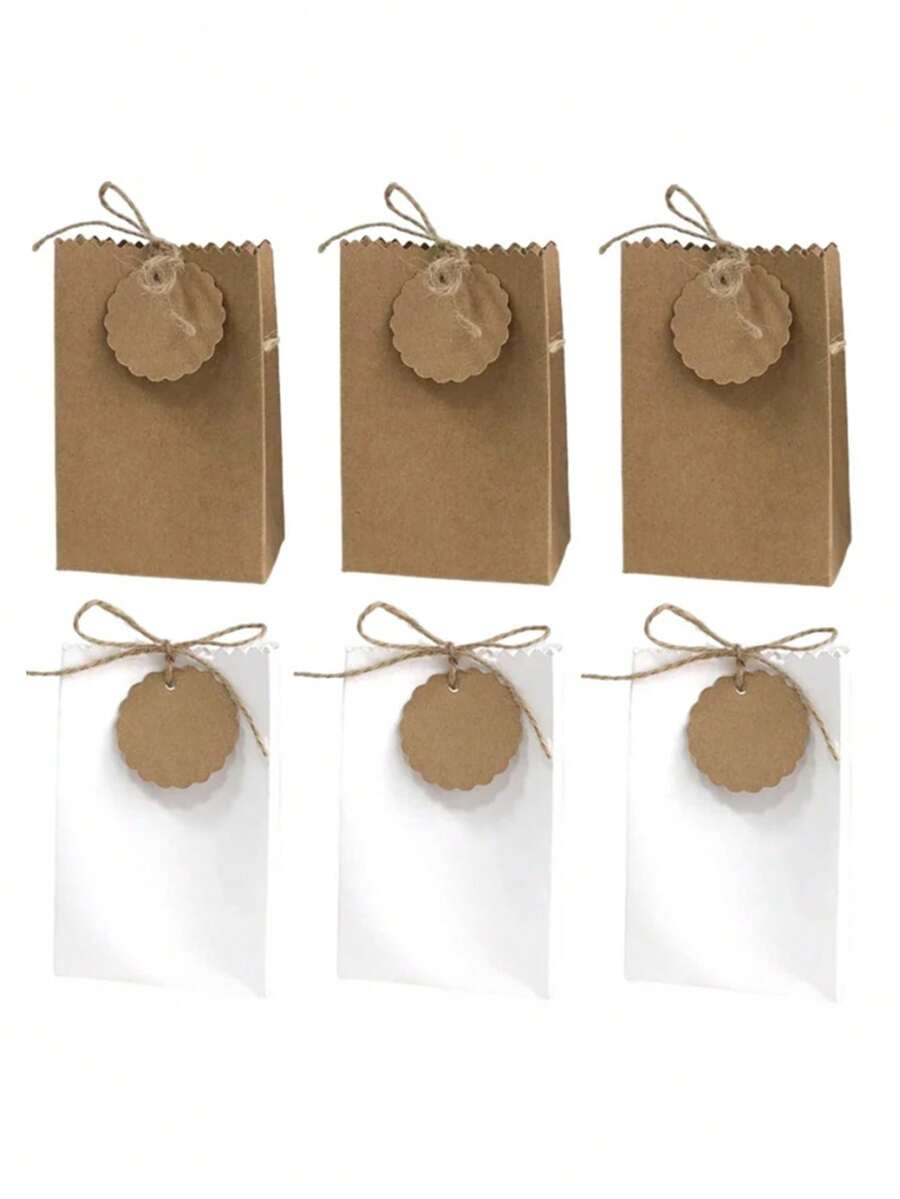 Pack Of 10 DIY Kraft Paper Boxes Candy Biscuits Bag Favor Gift Food ...