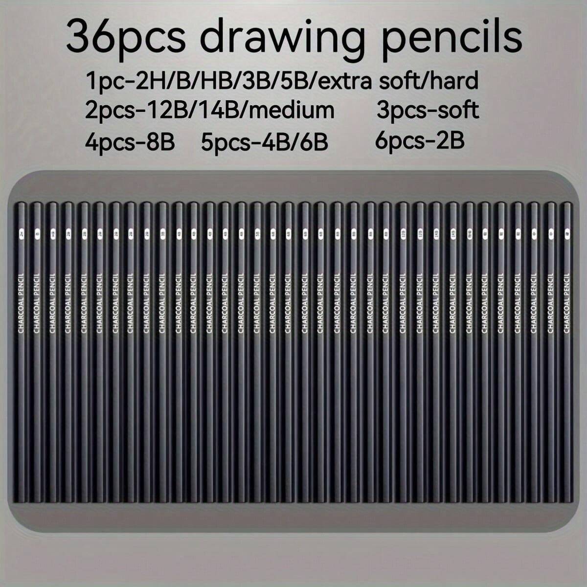 36 Stück Sketch Drawing Pencil Set (2H-14B, Extra Soft Charcoal Pencil ...
