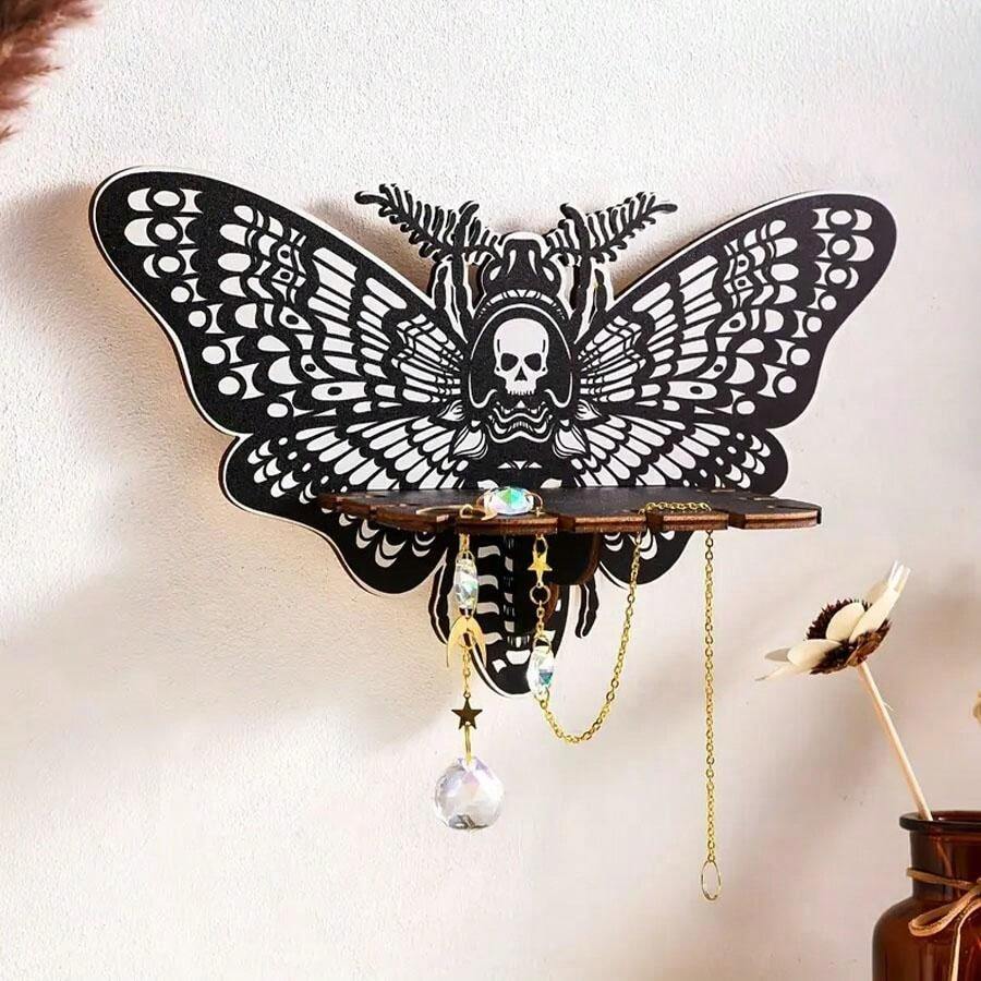 1pc Luna Moth Shaped Wall Shelf, Black And White Print Moth Decorative ...