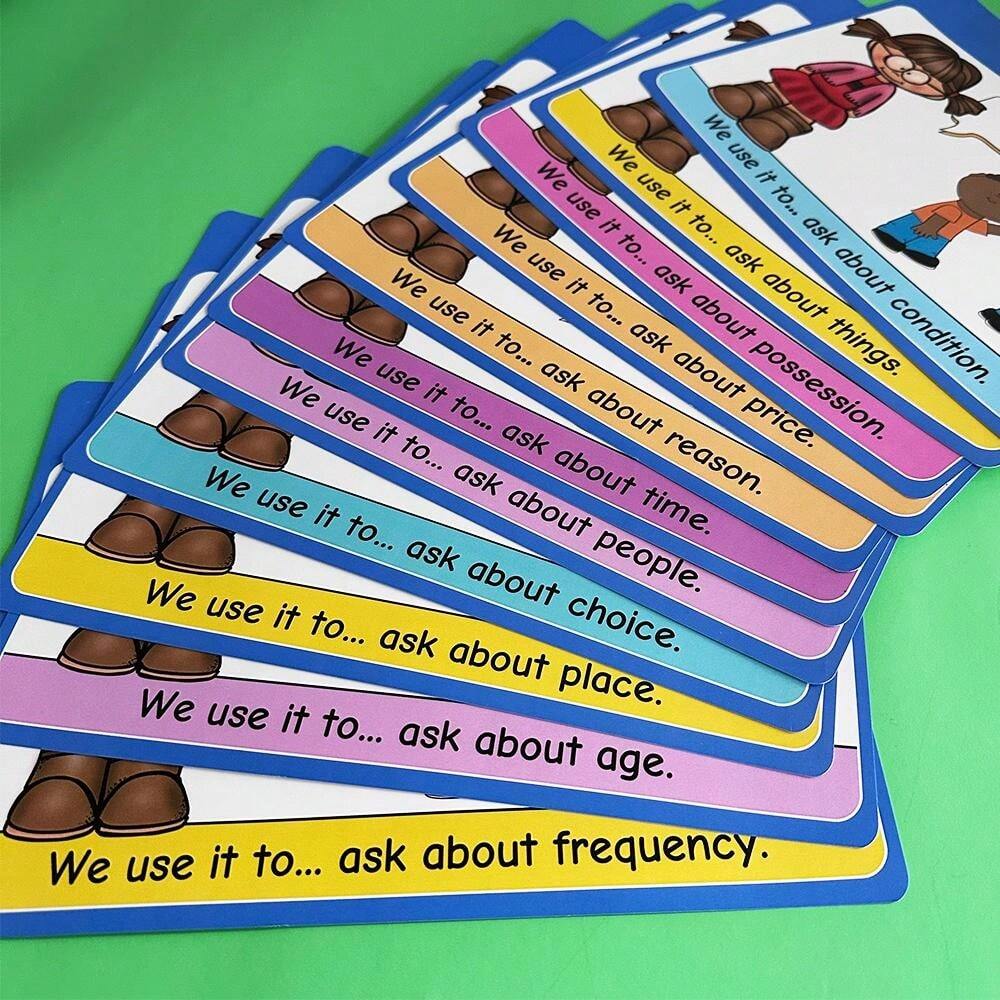 11PCS WH-Interrogative Pronoun Questions Words Educational Posters ...