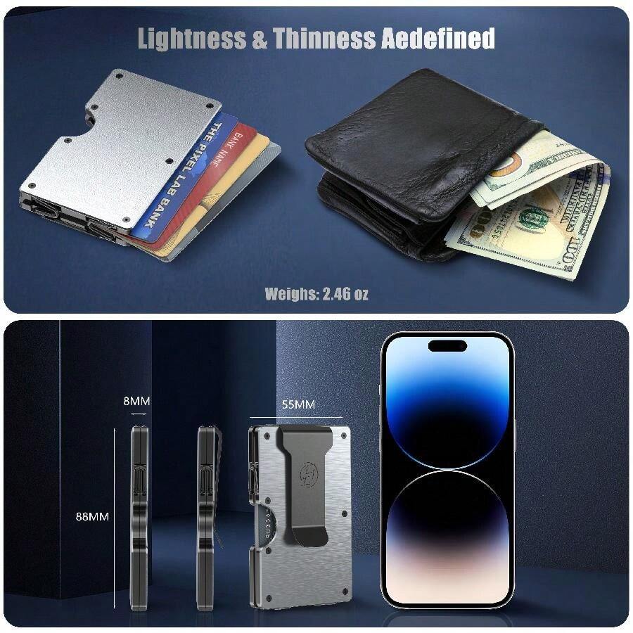 Minimalist Metal Wallet For Men - Front Pocket Slim Aluminum Wallets ...