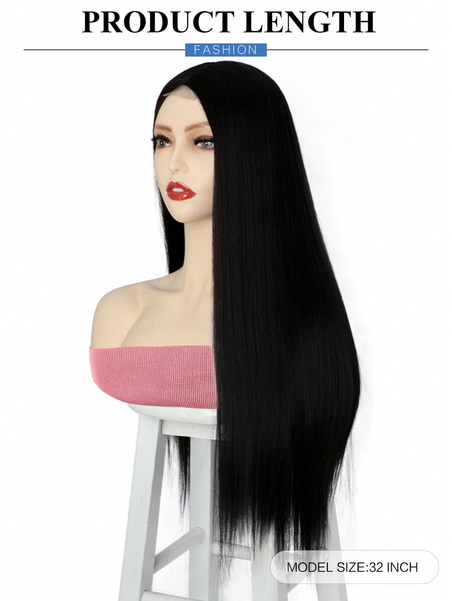 32 Inch Synthetic Long Straight Wigs For Women Synthetic Wigs Middle ...