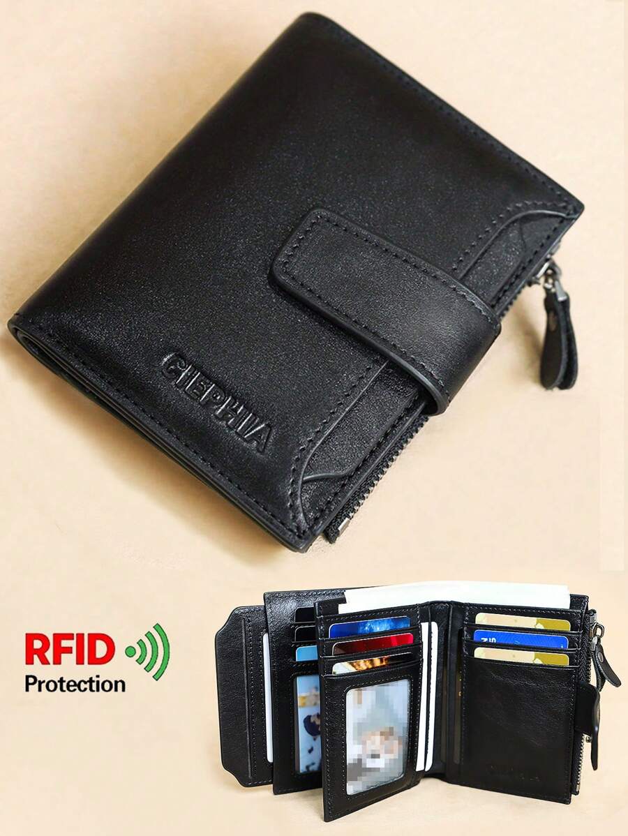 Men's Genuine Leather Wallet Vintage Short Multi Function ID Card ...