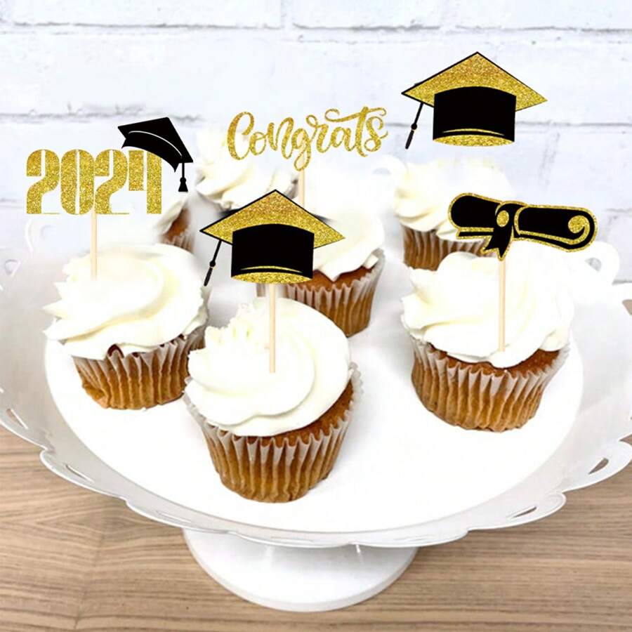 16PCS Graduation Cupcake Toppers 2024, Graduation Centerpieces 2024 ...