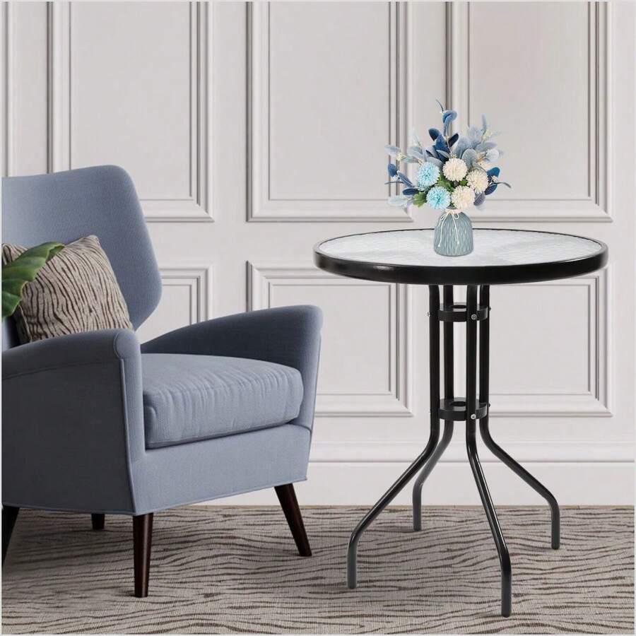 Patio Round Side Table Outdoor & Indoor Small End Table Coffee Bistro ...