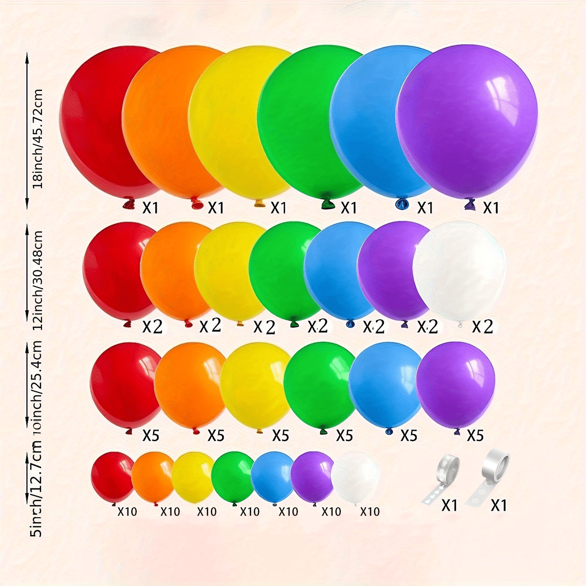 122pcs Balloon Set Different Sizes For Balloon Garland Arch, Premium ...