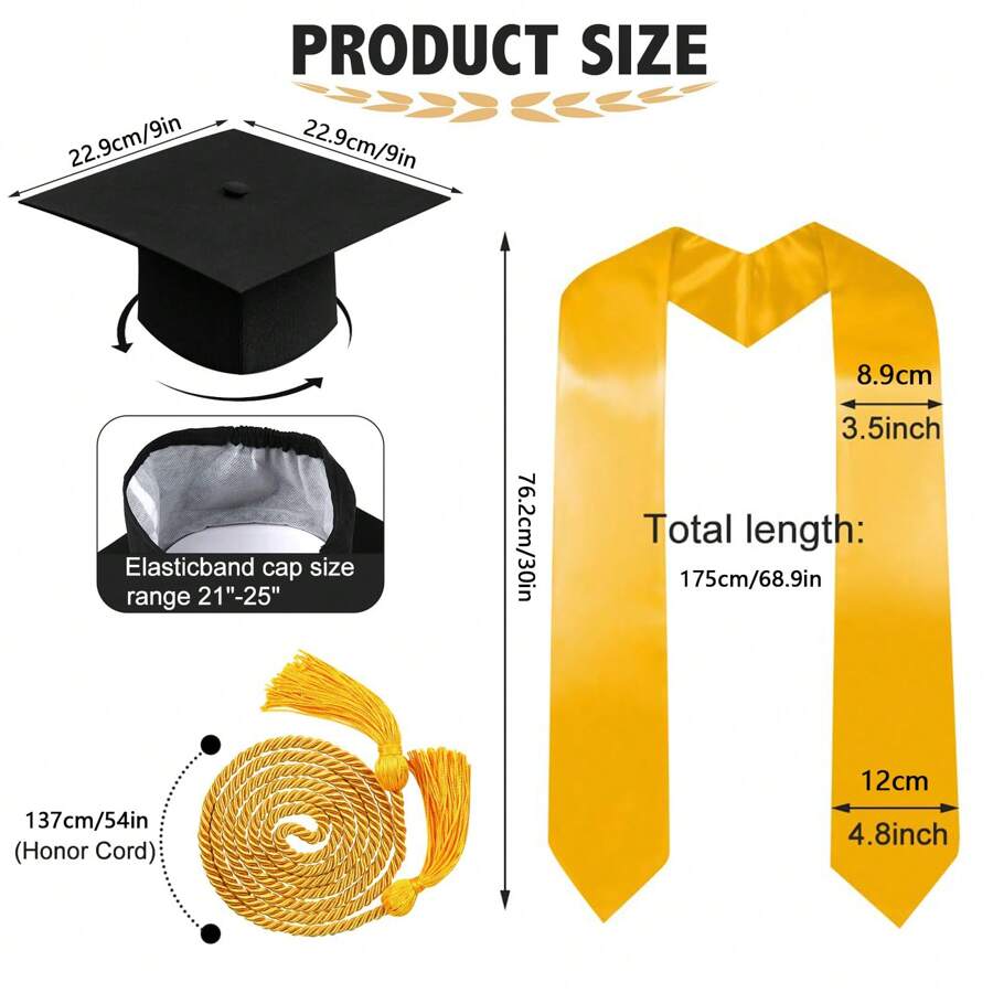 5pcs Graduation Cap And Gown 2024 Set With Tassel Honor Cord Graduation ...