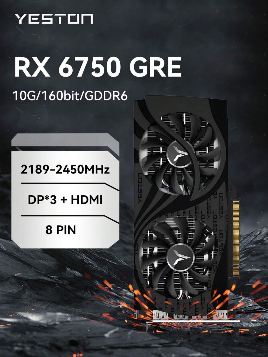 RX6750 GRE 10G D6 Gaming Graphics Card 10G/160bit/GDDR6 DP*3 HDMI*1 ...