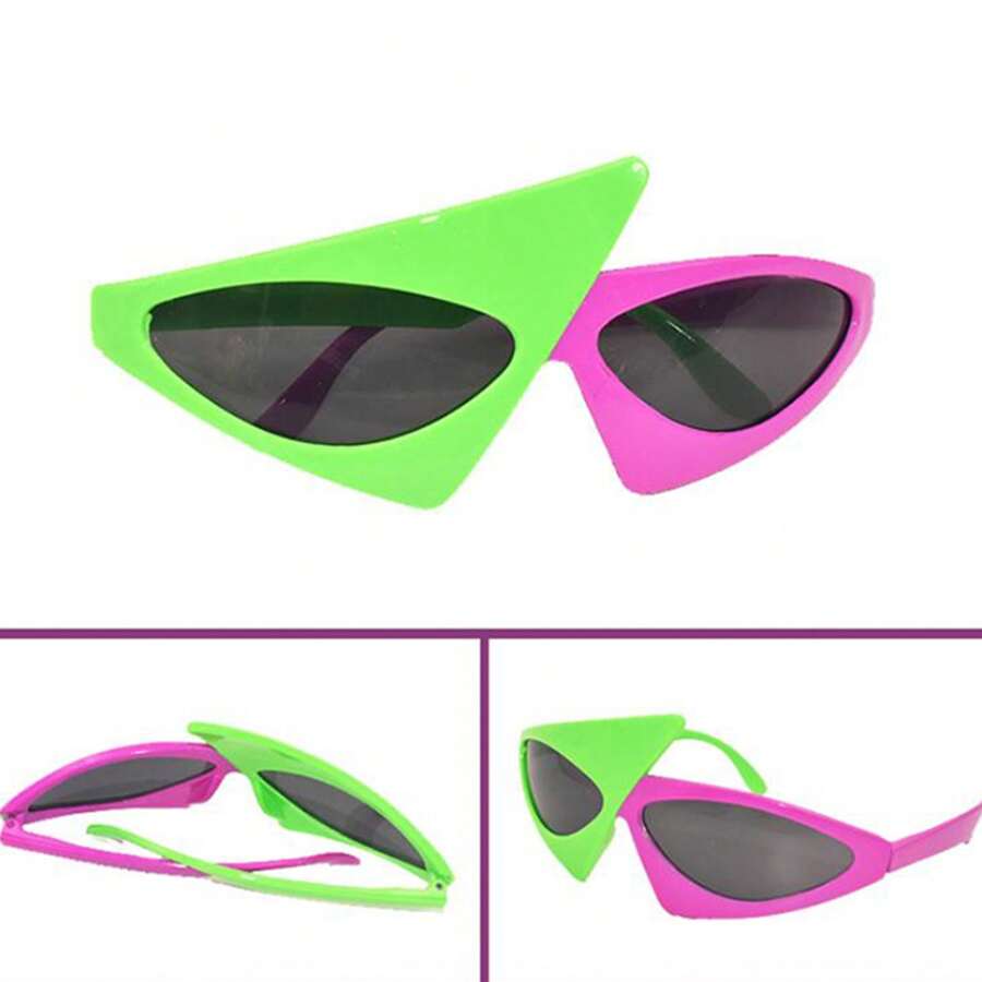 Unisex Novelty Party Sunglasses 80s Asymmetric Glasses Hot Pink And Neon Green Glasses For Hip