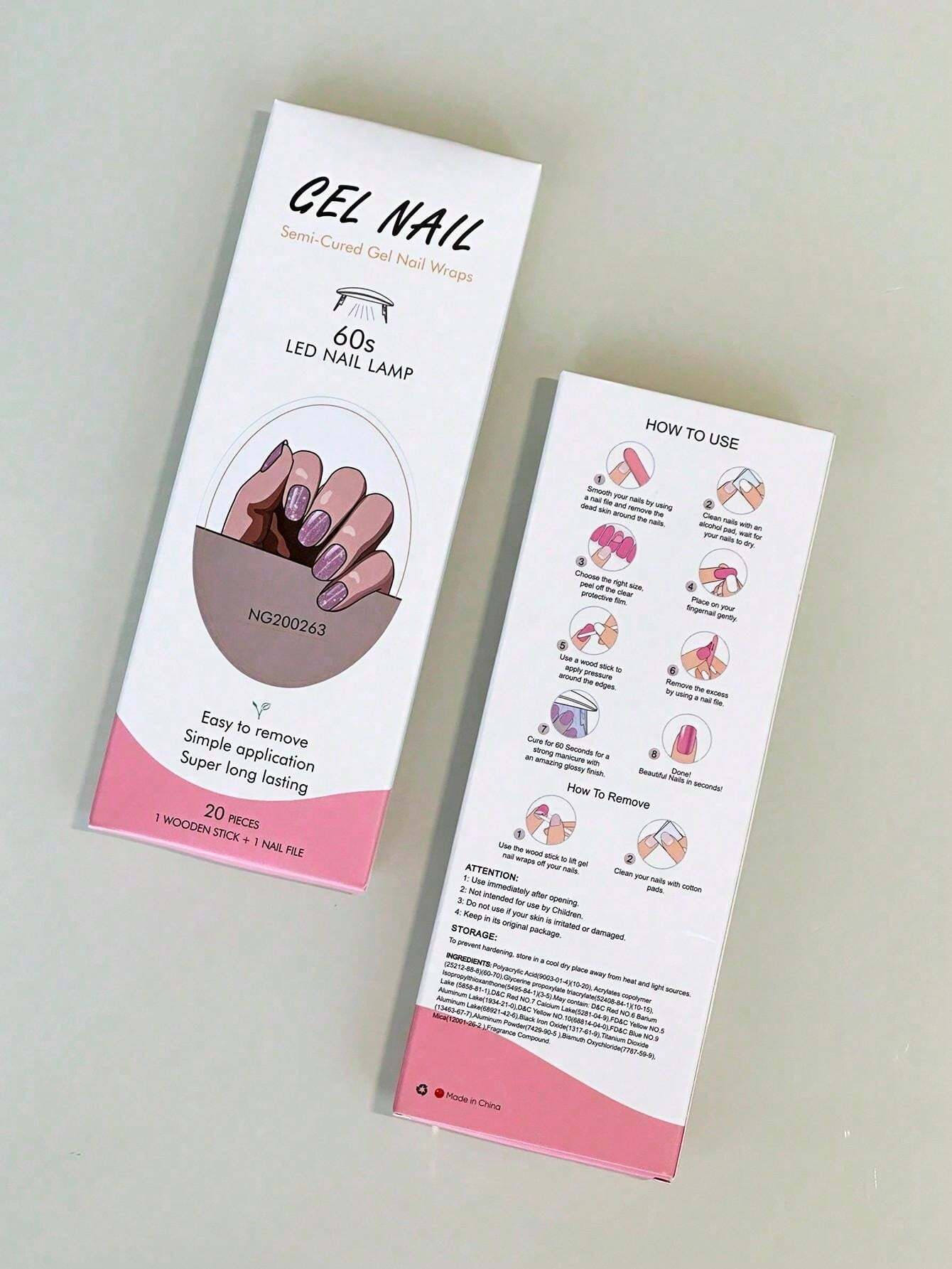 1 Boîte d'autocollants pour ongles en gel UV longue durée, autocollants ...
