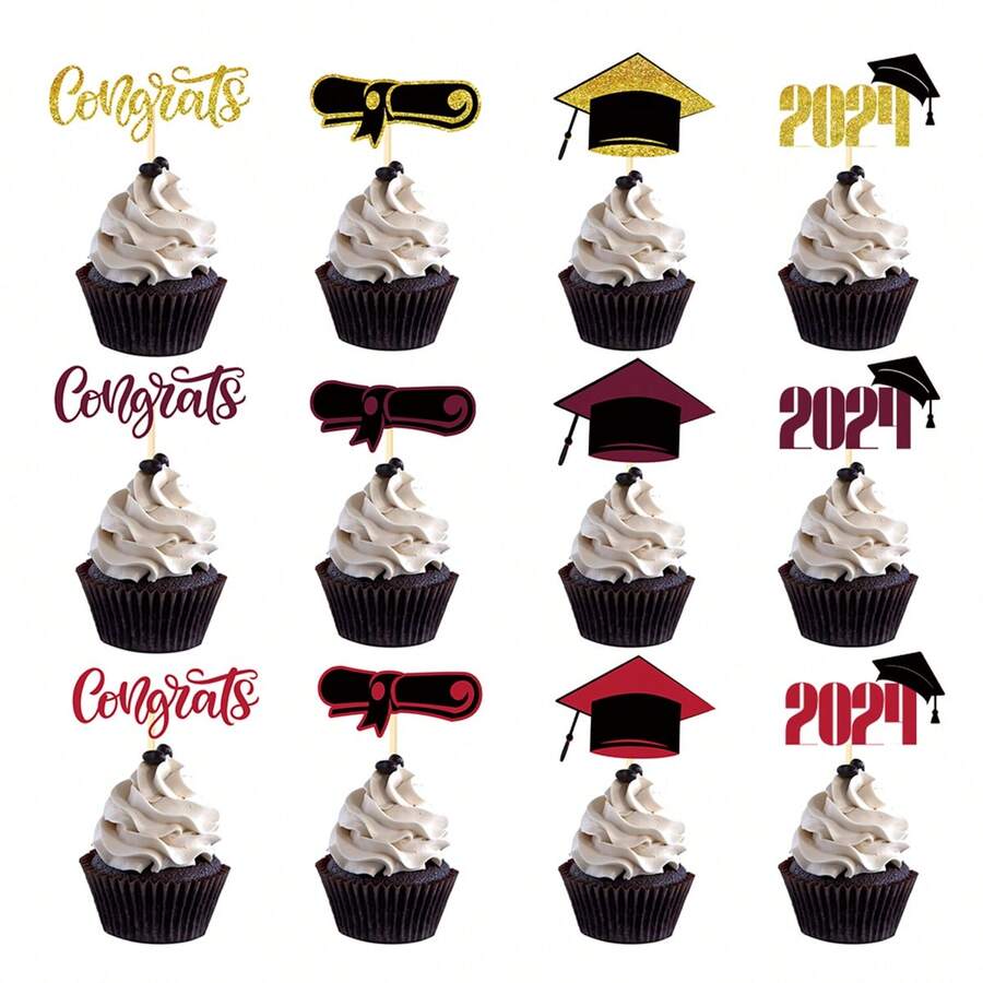 16PCS Graduation Cupcake Toppers 2024, Graduation Centerpieces 2024 ...