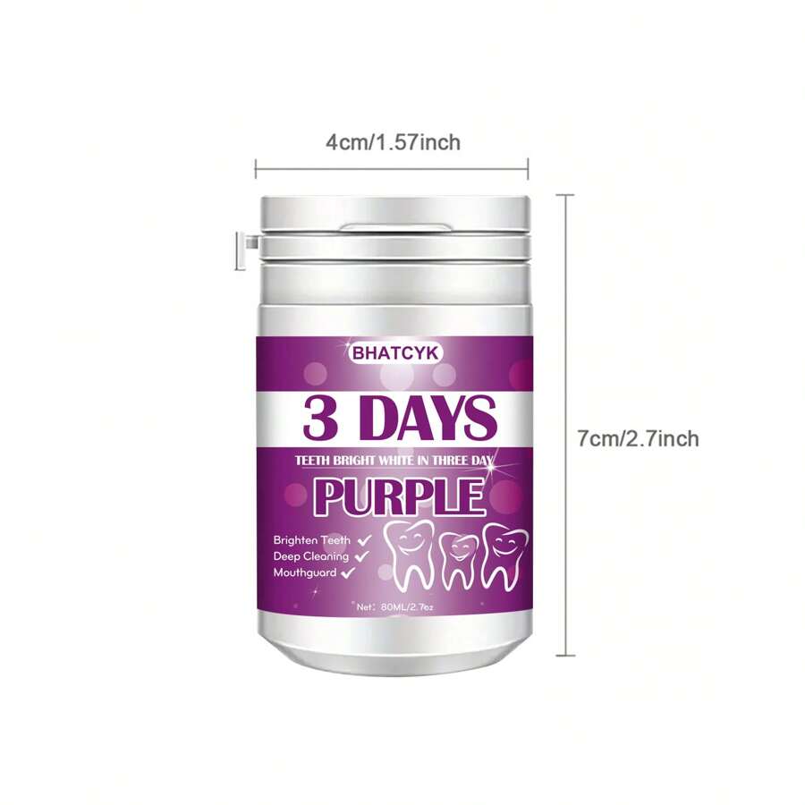 BHATCYK 3-Day Purple Teeth Whitening Powder, For Plaque Control, Mint ...