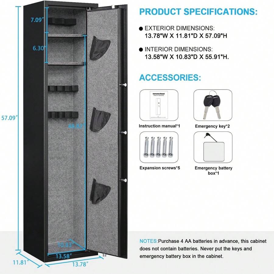 Kavey Biometic Gun Safe For Rifle, Fingerprint Gun Safe For Rifles And ...